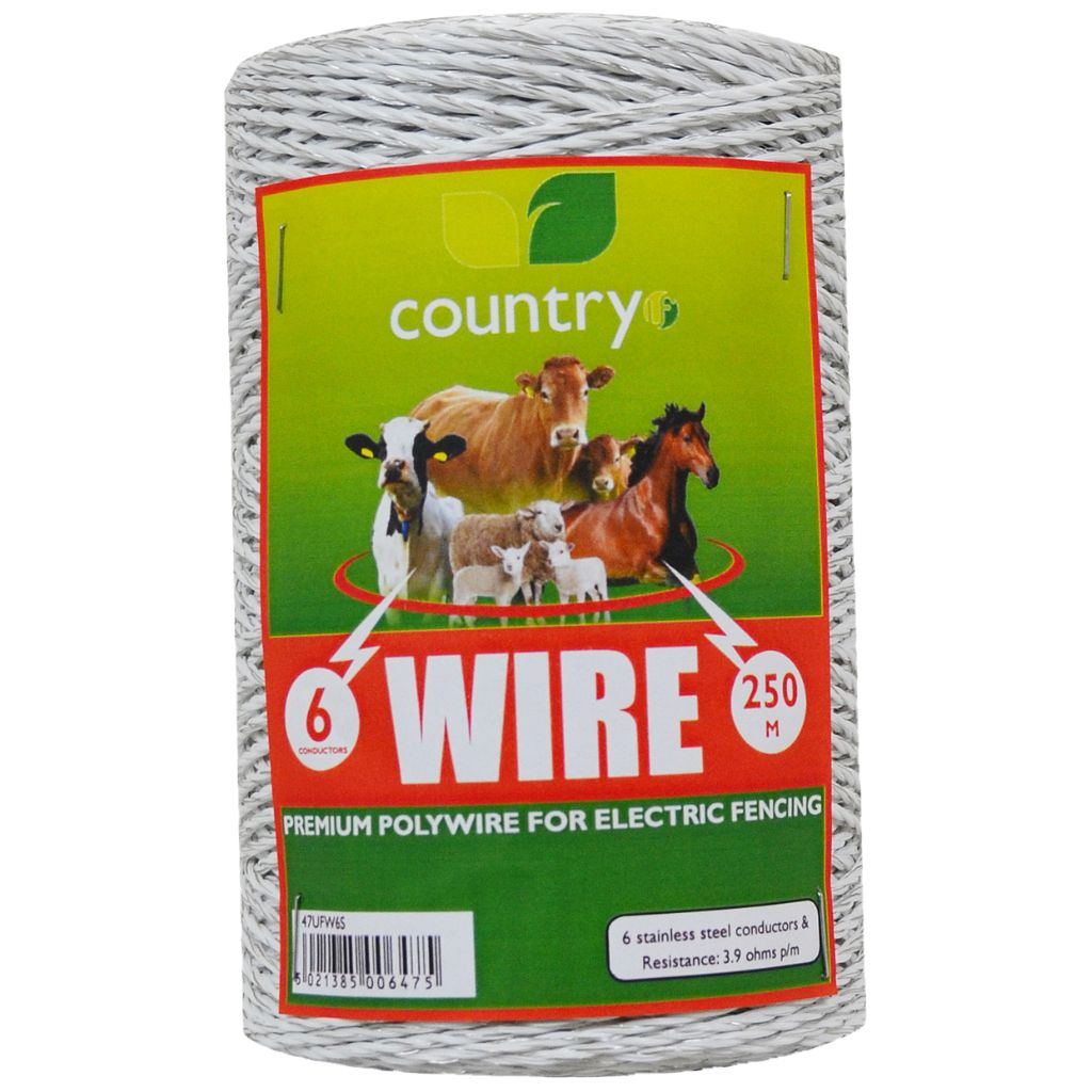 CountryUF Paddock Polywire 6-Strand Wire 250m White - Default Title ...