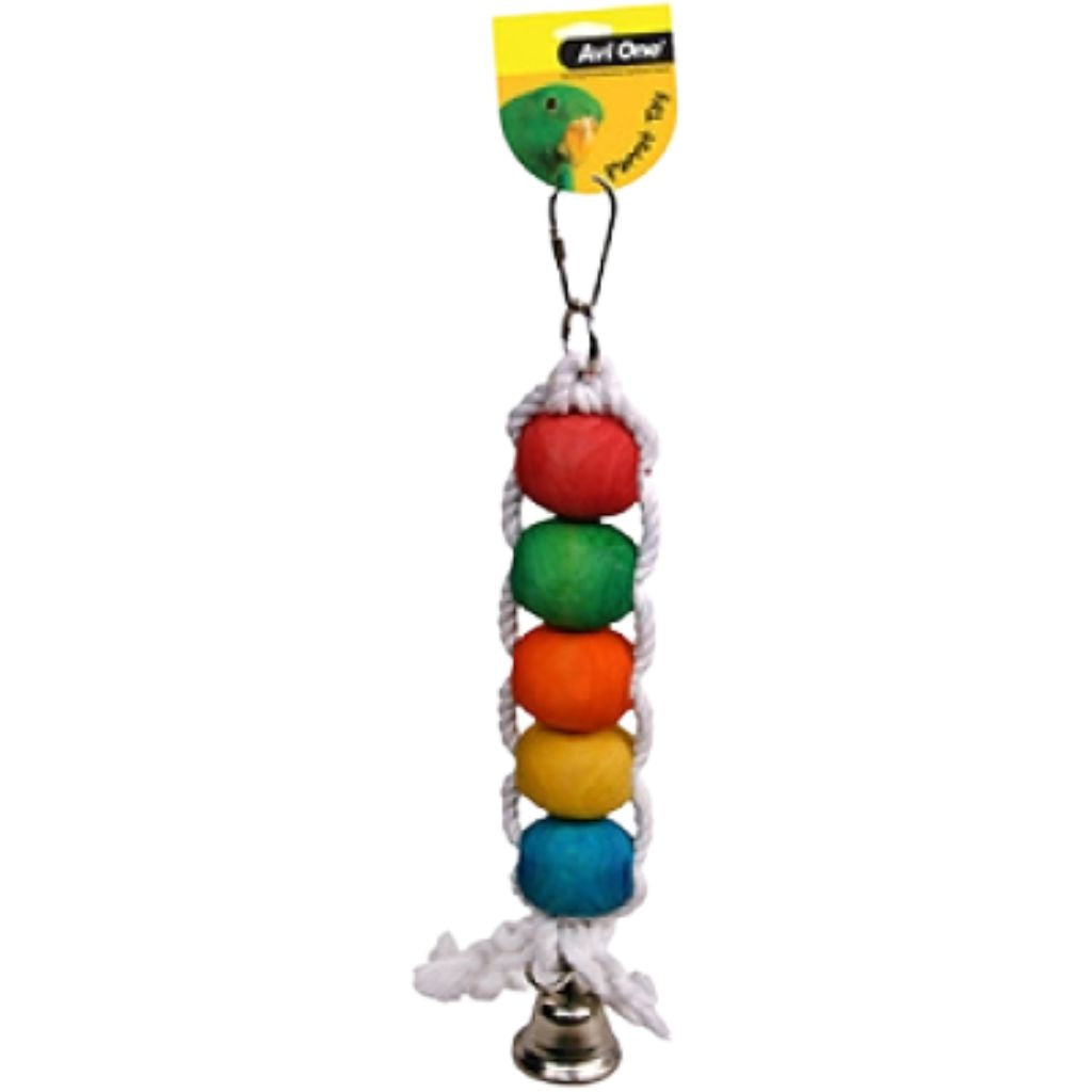 Avi One Parrot Toy Wood Coloured Rope Block Bell - Default Title ...