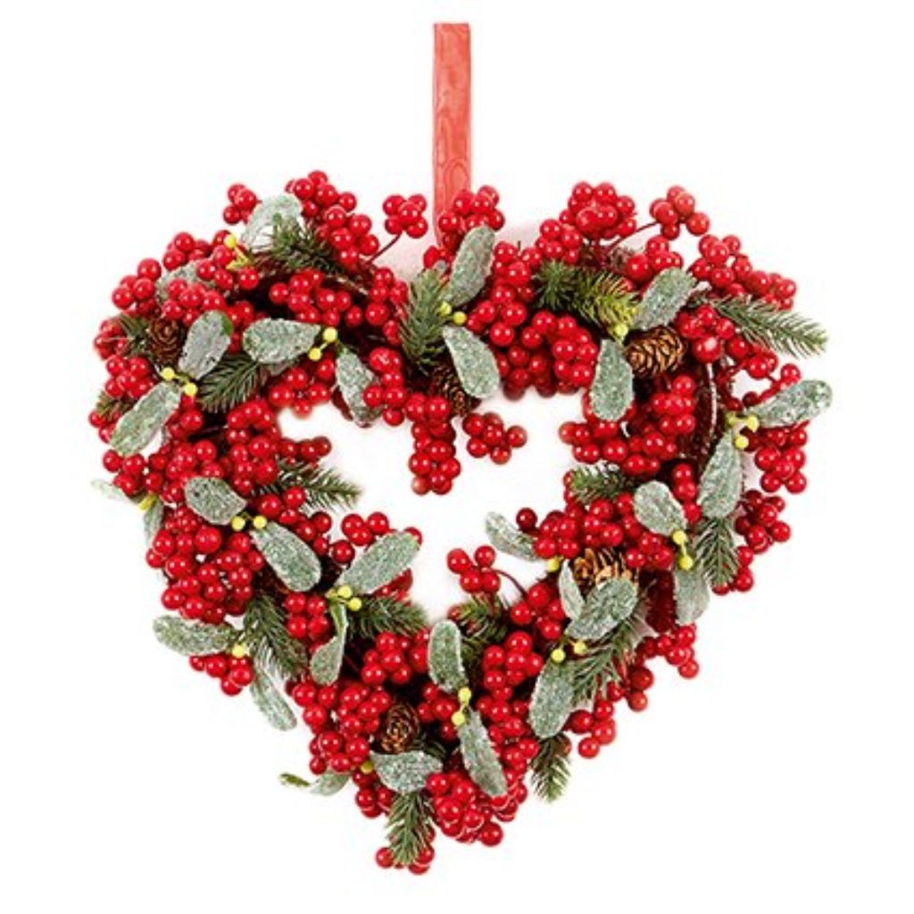 Premier Berry And Leaf Heart Wreath - Default Title | Zoars Ark Pet ...